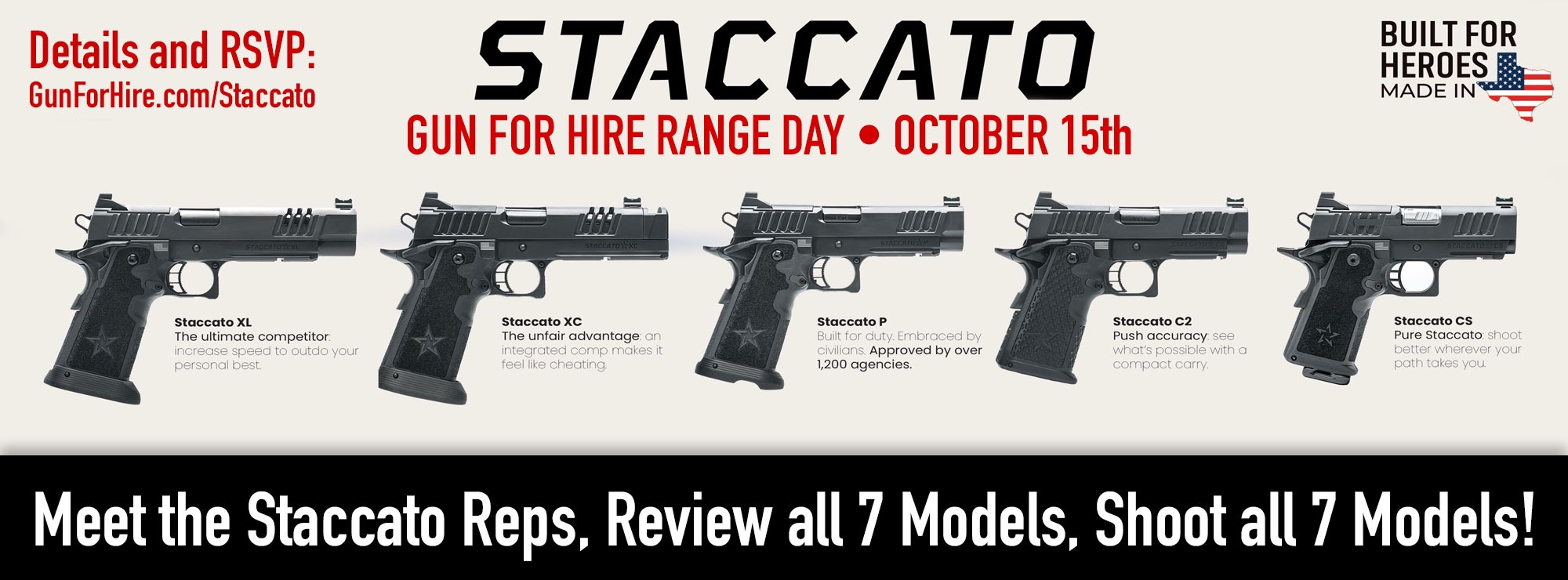 Gun For Hire x Staccato - Tuesday, October 15th - Gun For Hire Academy