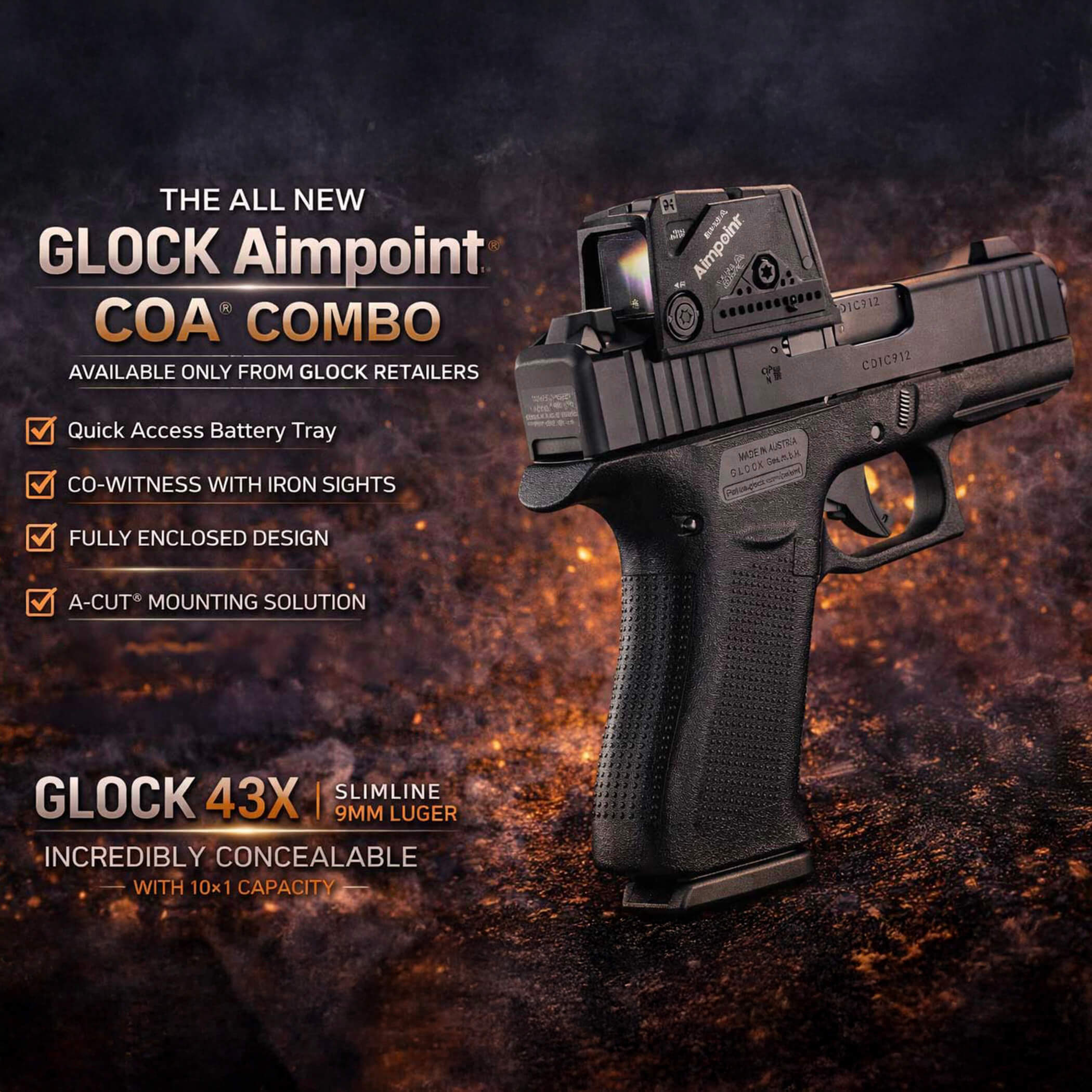 Glock 43X Aimpoint COA Combo - Gun For Hire Academy